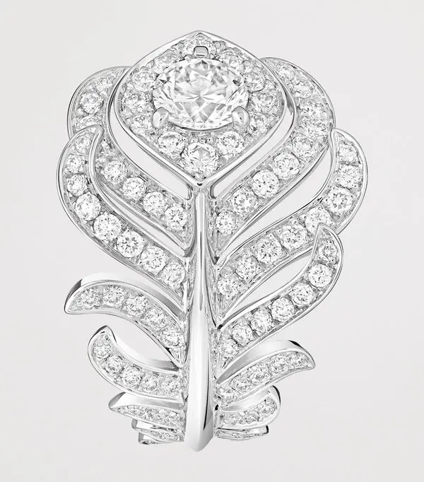 Boucheron White And Diamond Plume De Paon Ring