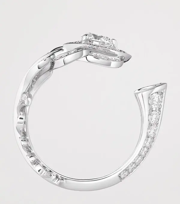 Boucheron White And Diamond Plume De Paon Ring