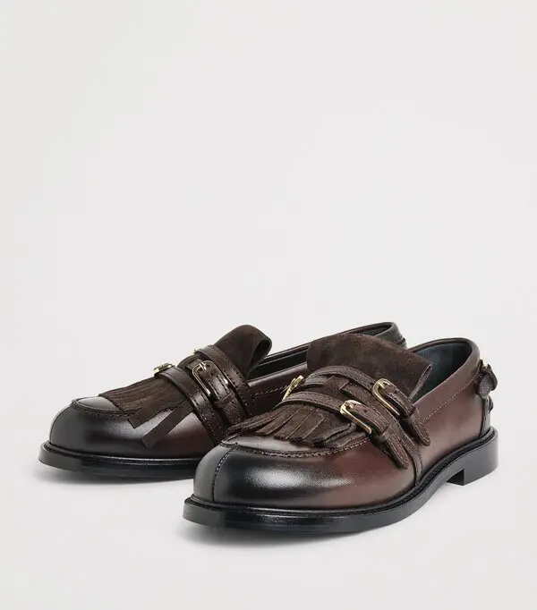 Sandro Leather Buckled Loafers