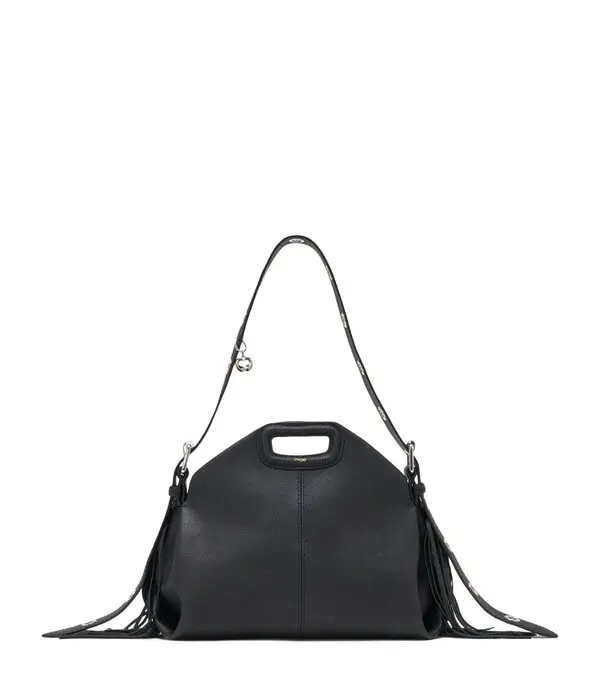 Maje Grained Leather Miss M Shoulder Bag - Black