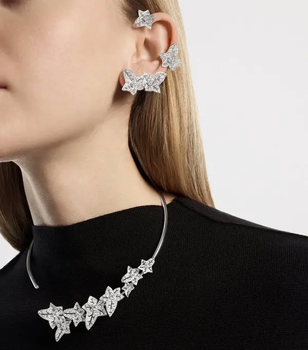 Boucheron White And Diamond Lierre De Paris Asymmetric Clip Earrings