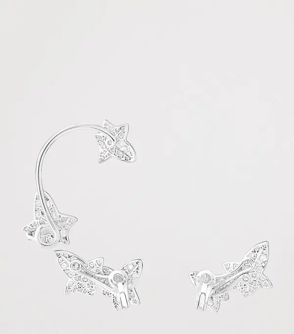 Boucheron White And Diamond Lierre De Paris Asymmetric Clip Earrings