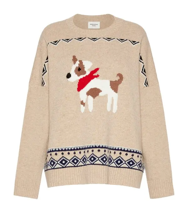 Max Mara Virgin Wool Dog Sweater - Beige