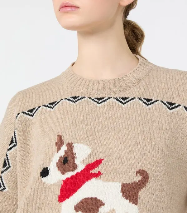 Max Mara Virgin Wool Dog Sweater - Beige