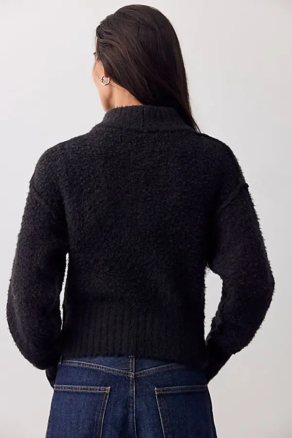 Free People Tucked Henley Pullover At - Washed Black Combo