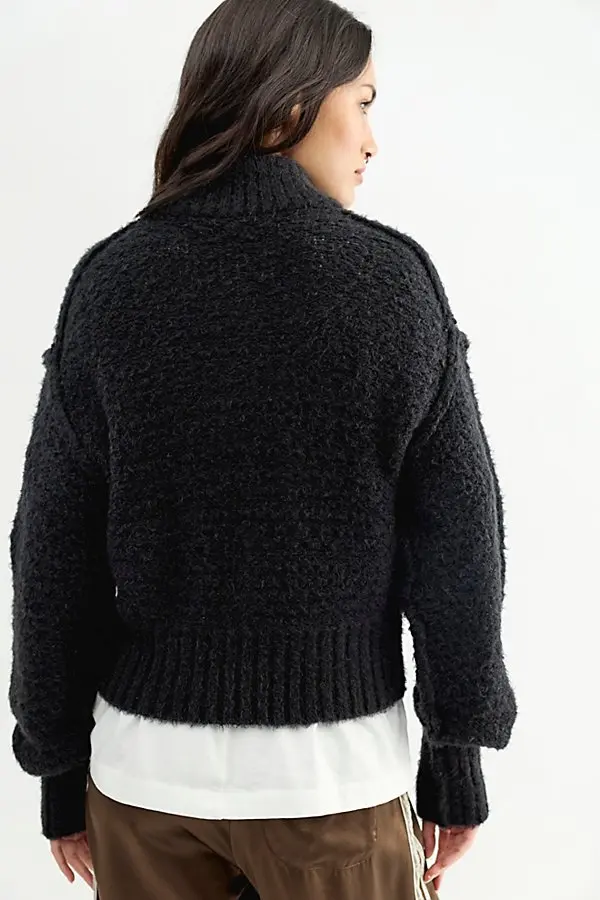 Free People Tucked Henley Pullover At - Washed Black Combo