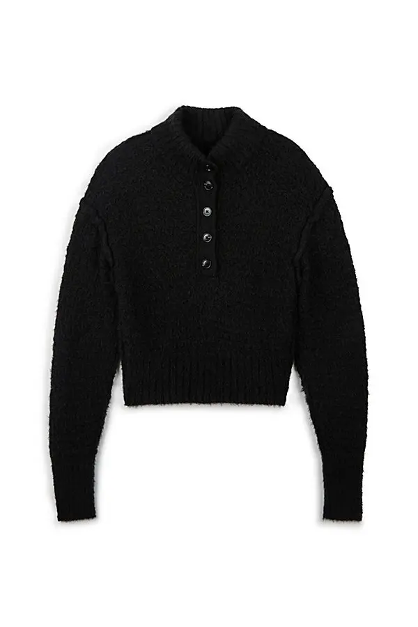 Free People Tucked Henley Pullover At - Washed Black Combo