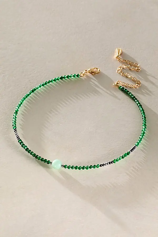 Free People Aria Gold Plated Structured Necklace At - Olive Green