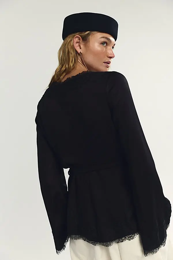 NIGEL PRESTON Wrap Around Me Top At - Black