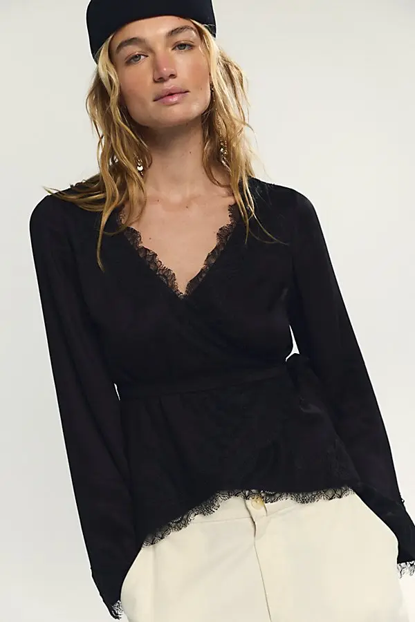 NIGEL PRESTON Wrap Around Me Top At - Black