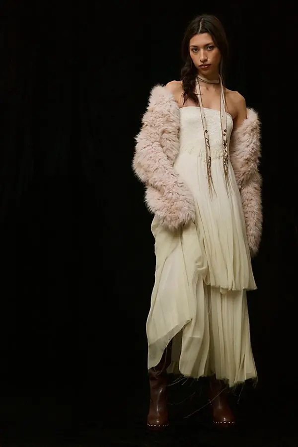 Free People Nigel Preston Romance Strapless Maxi Dress At - Ivory