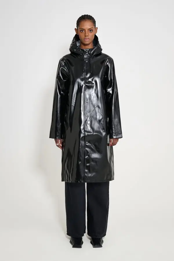 Stutterheim Stockholm Long Opal Raincoat - Black