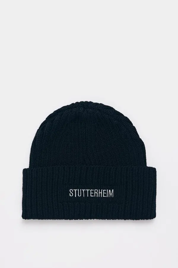 Stutterheim Logo Beanie - Navy