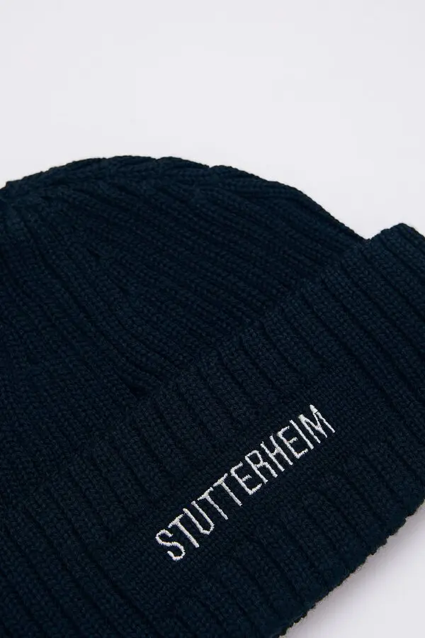 Stutterheim Logo Beanie - Navy