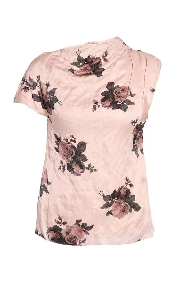 Erdem Cotton-blend Crushed Satin Draped Top