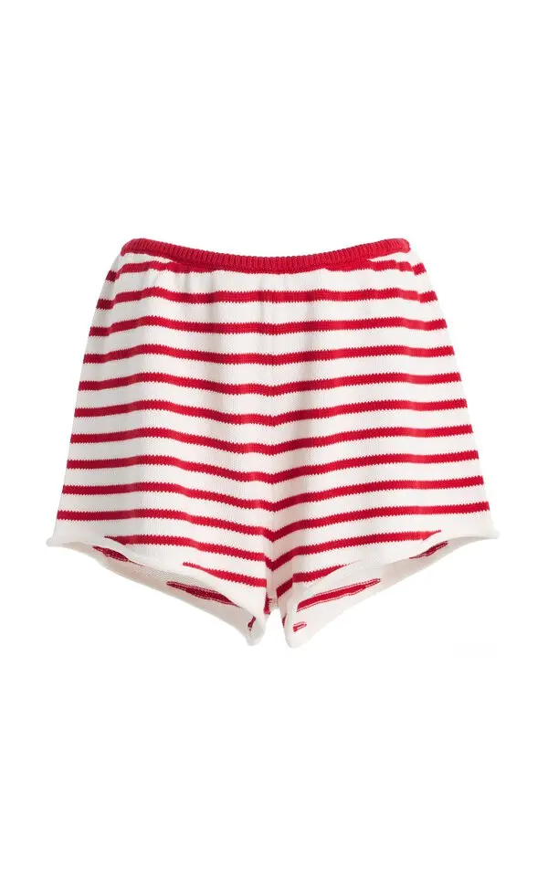 ELCE Cordelia Striped Cotton Shorts Black/white - Red