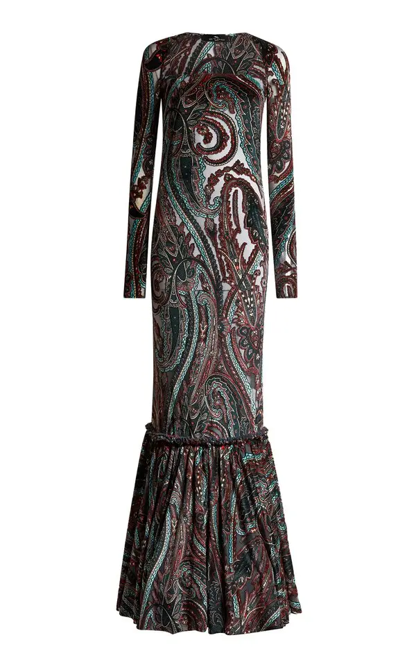 Etro Printed Velvet Maxi Dress - Multi