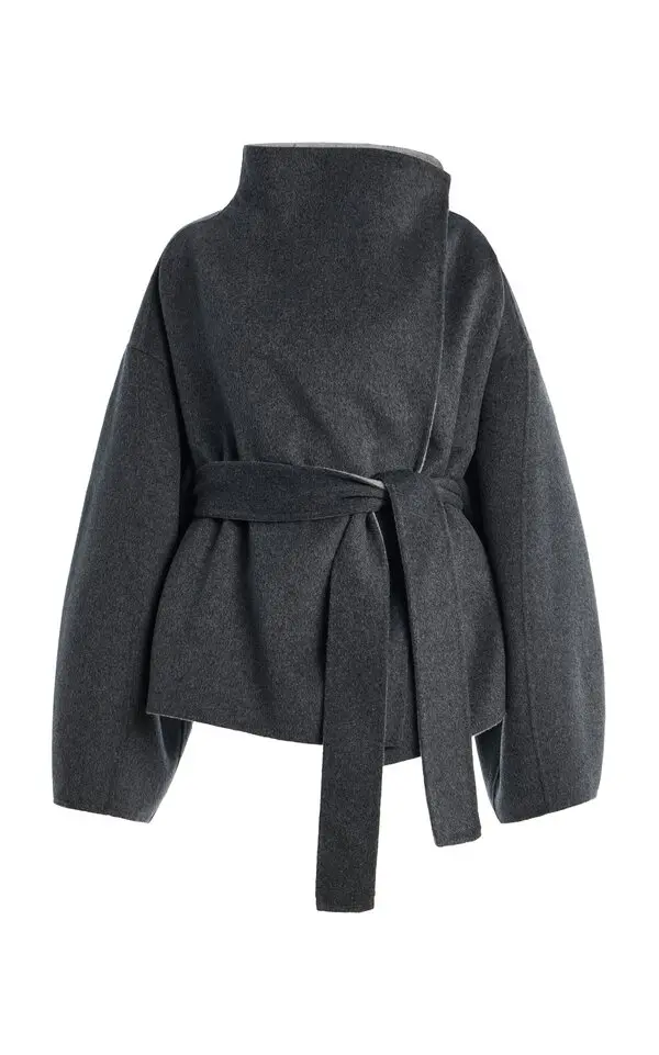 THE FRANKIE SHOP Onelle Reversible Wool-blend Short Coat - Grey