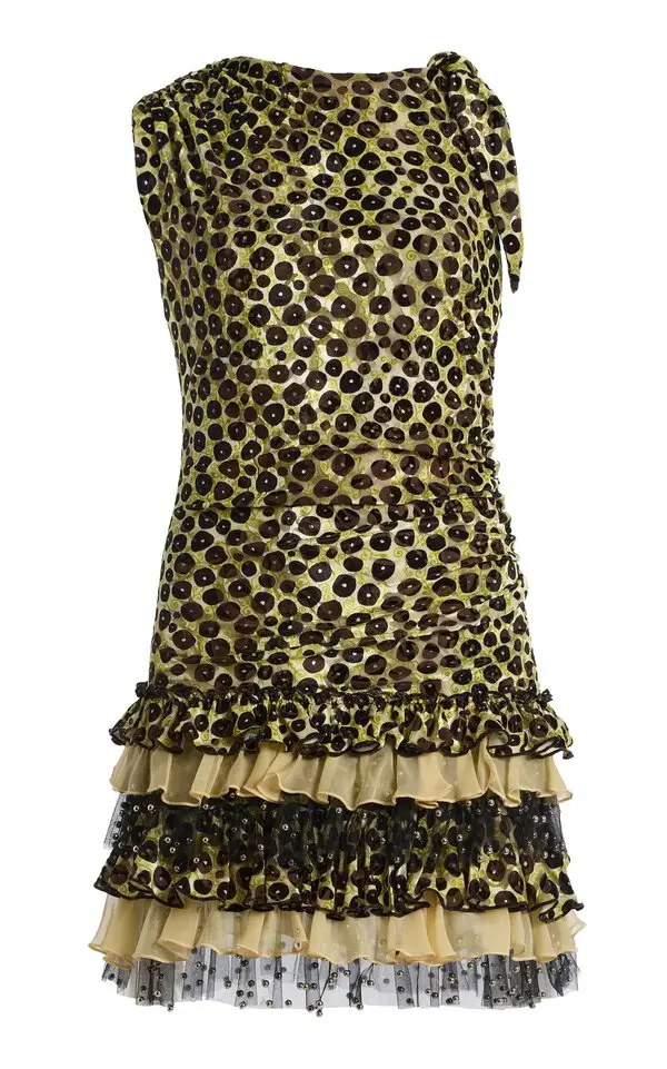 SIEDRES Floriana Ruffled Devoré Chiffon Mini Dress