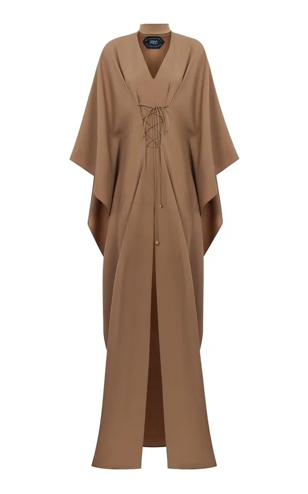 TALLER MARMO Sierra Fringed Crepe Cady Caf Dress - Tan