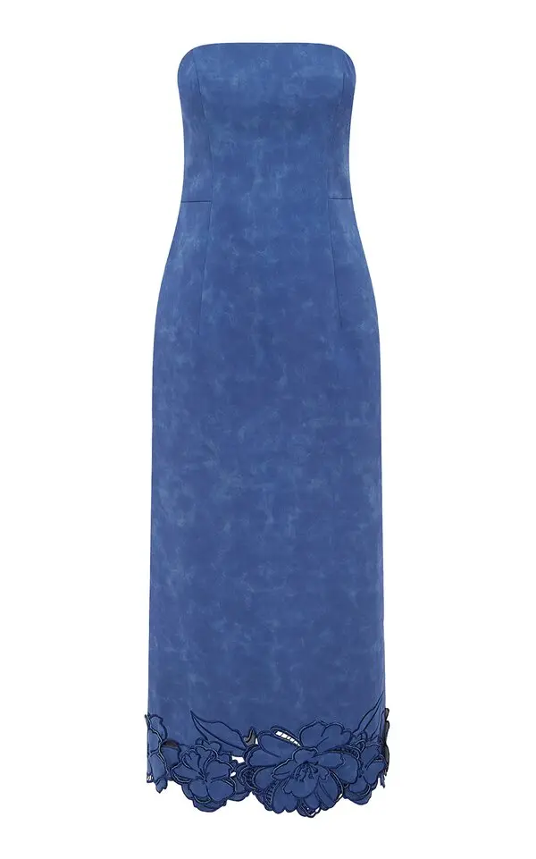 LEO LIN Rayna Applique Vegan Suede Maxi Dress