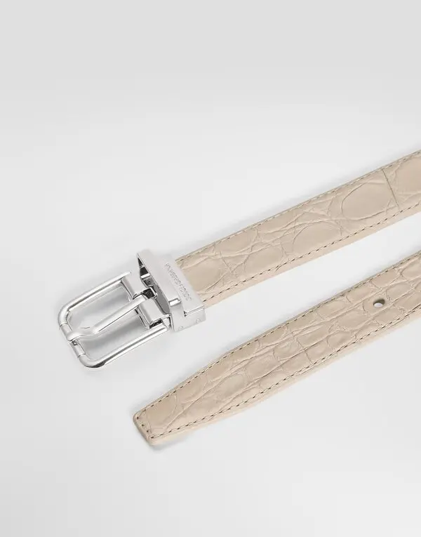 Dolce & Gabbana Caiman Belt Collection Beige