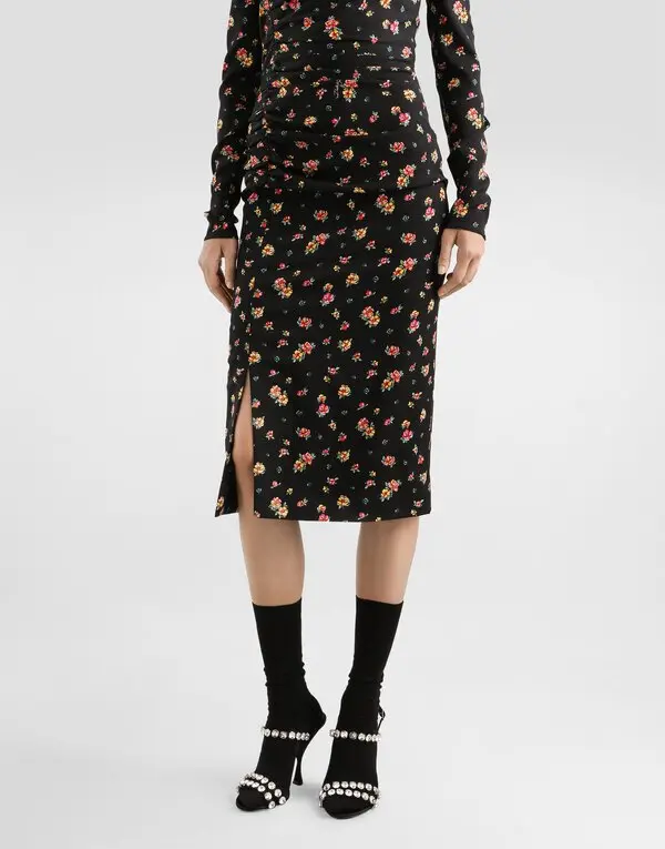 Dolce & Gabbana Small Floral-print Charmeuse Dress Dresses