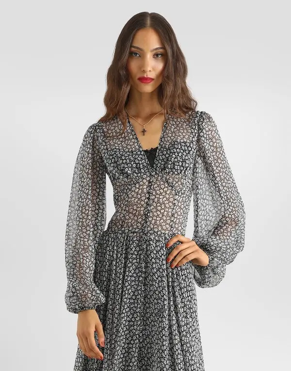 Dolce & Gabbana Daisy-print Chiffon Dress Collection