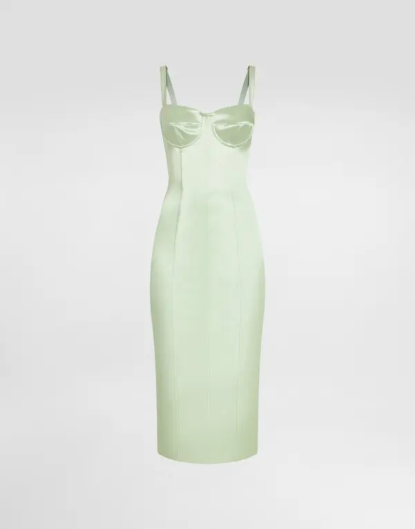 Dolce & Gabbana Stretch Satin Dress Dresses Satin - Green