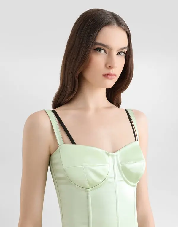 Dolce & Gabbana Stretch Satin Dress Dresses Satin - Green