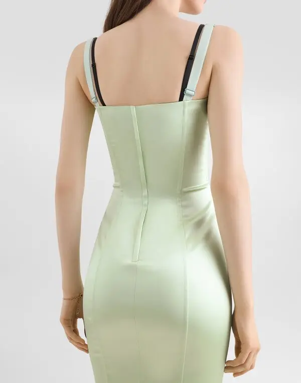 Dolce & Gabbana Stretch Satin Dress Dresses Satin - Green