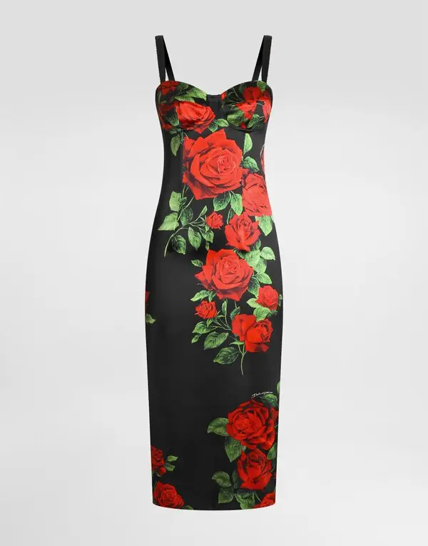 Dolce & Gabbana Rose-print Satin Dress Dresses - Multicolor