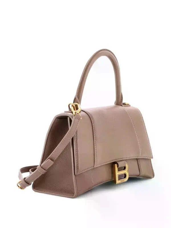 Balenciaga Hourglass Top Handle Bag Leather Small Satchel - Brown