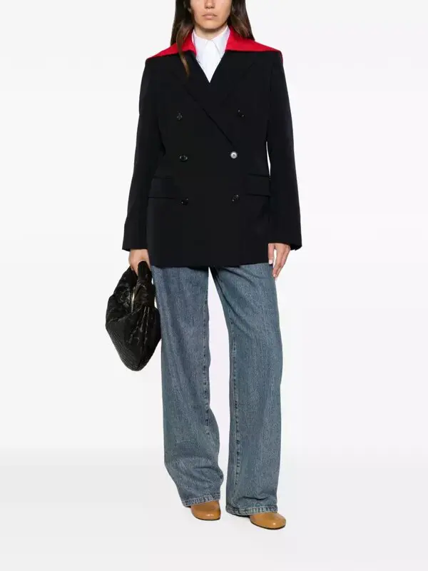 Loewe Double-breasted Knitted-collar Blazer