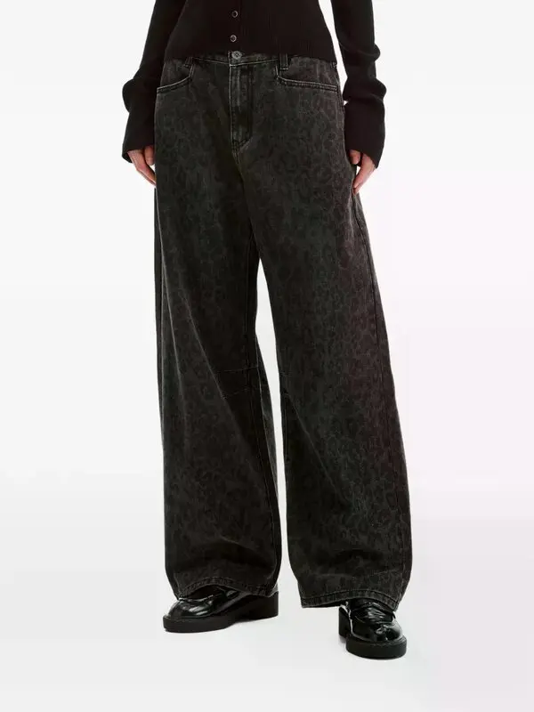 TOUT A COUP Leopard-print Wide-leg Jeans