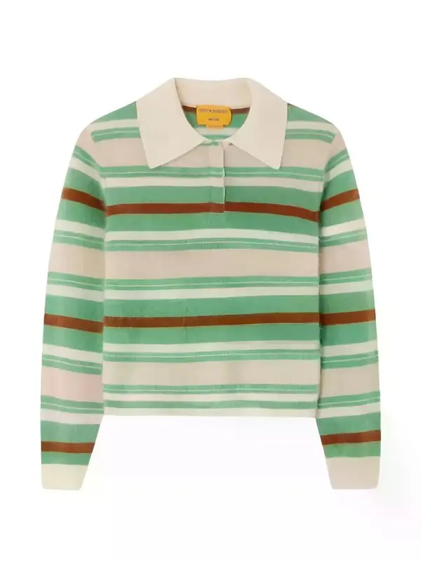 Guest In Residence Striped Polo-collar Sweater