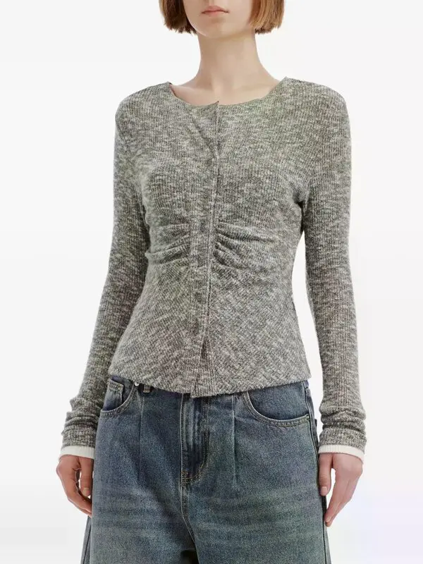B+AB Ruched Marl-knit Cardigan