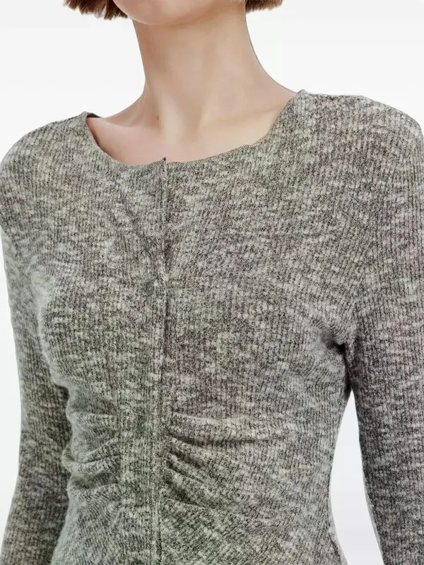 B+AB Ruched Marl-knit Cardigan