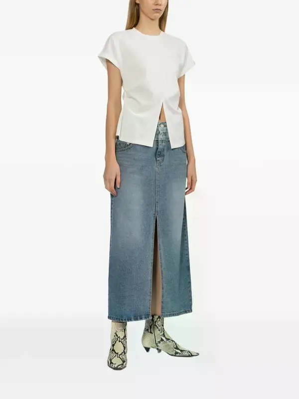 LA PISCINE Colour-block Denim Skirt