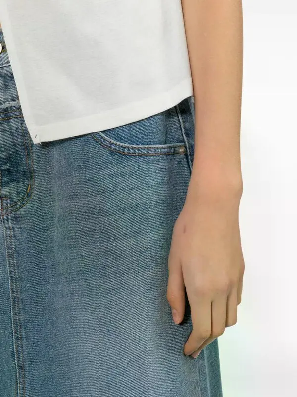 LA PISCINE Colour-block Denim Skirt