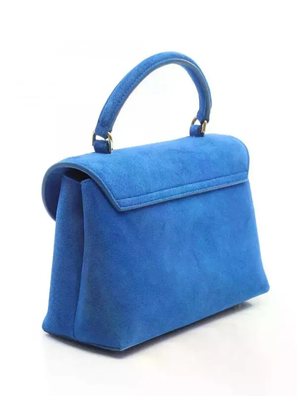 Celine 2000-2026 Teen Suede Triomphe Nino Bag Satchel - Blue