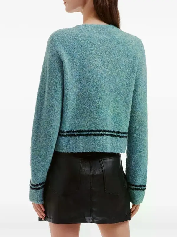 B+AB Stripe-detail Bouclé Cardigan - Blue