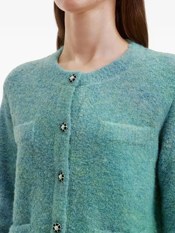 B+AB Stripe-detail Bouclé Cardigan - Blue