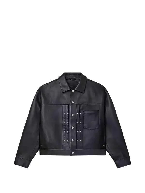 PURPLE BRAND Stud-embellished Leather Jacket - Black