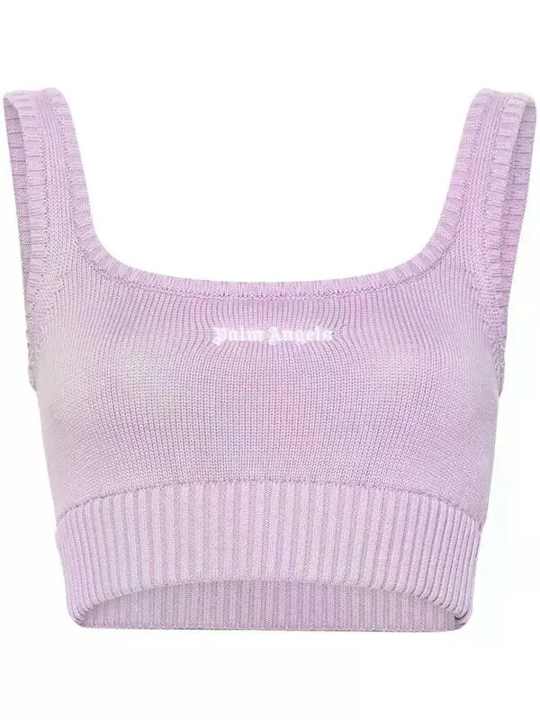 Palm Angels Embroidered-logo Knit Tank Top - Purple