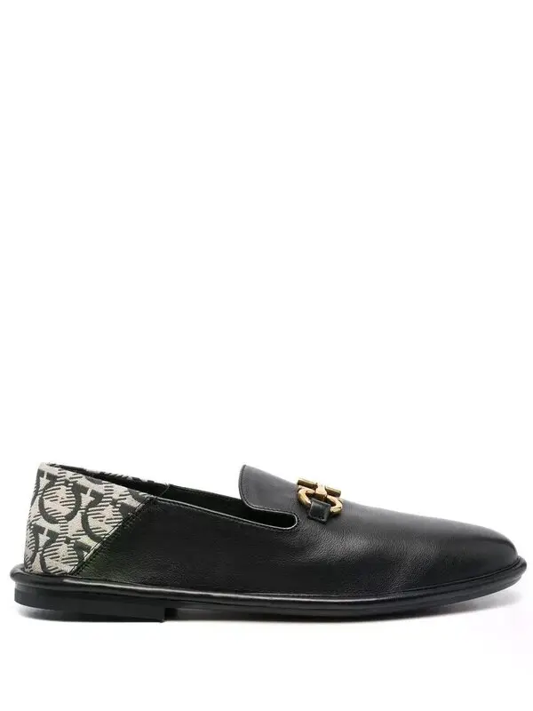 FERRAGAMO Gancini-print Panel Detail Loafers