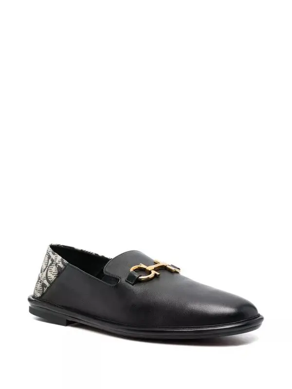 FERRAGAMO Gancini-print Panel Detail Loafers