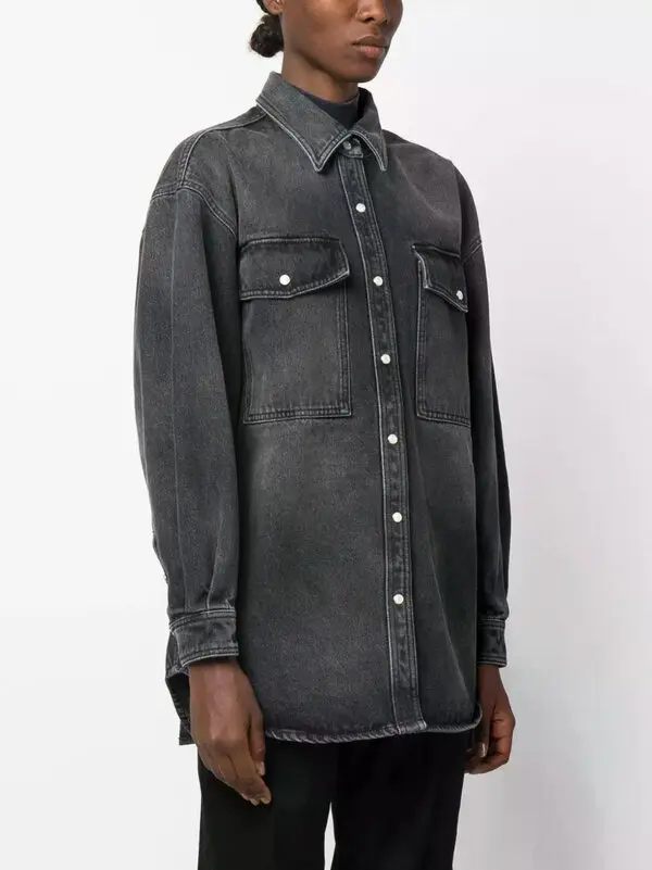 Palm Angels Logo-patch Denim Shirt