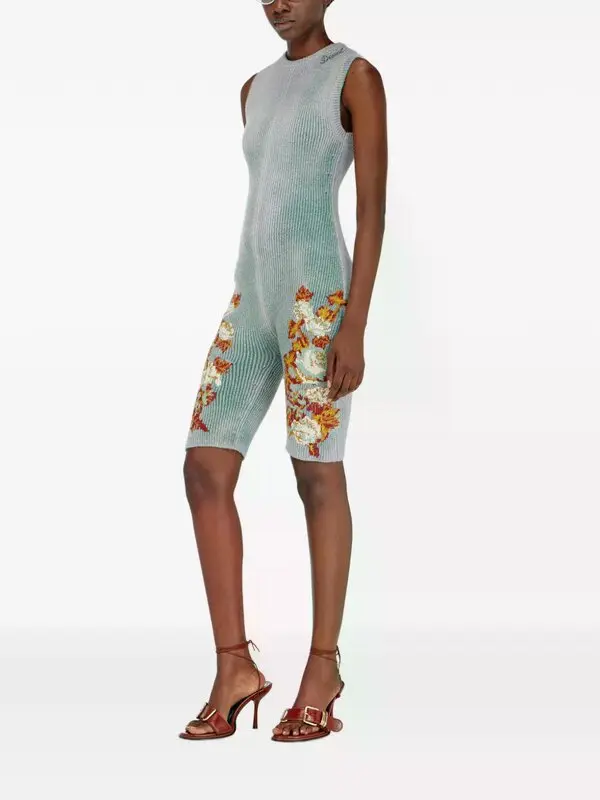DIESEL® Floral-jacquard Ribbed Playsuit