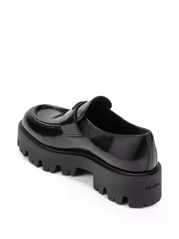 Prada Enamel Triangle Logo Lug-sole Loafers